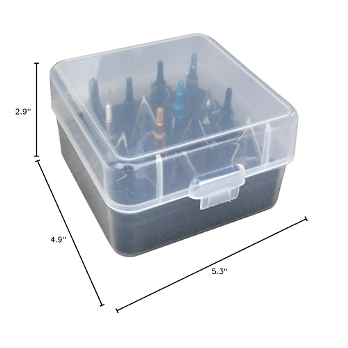 MTM BH16 Broadhead Box Broadhead Box - Holds 16 fixed or Mech. USA Made, Clear