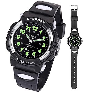 Juboos Kids Analog Watch, Childrens Waterproof Quartz Watch for 5-14 Years Old Boys Girls Time Teaching Sports Outdoor Wirstwatch