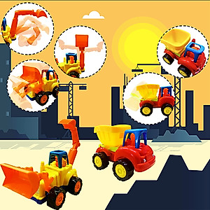 OBABA Inertia Toy Truck Friction Powered Cars for Toddlers Kids Tractor Toys Carrier Vehicle for 1234 Year Old Boys Push and Go Toy Trucks Construction Vehicles Toys Set Early Educational Gift