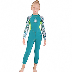 MWTA Wetsuit for Kids Boys Girls 2.5mm Neoprene Thermal Swimsuit Fullsuit Wet Suits Long Sleeve for Toddler Child Junior Youth Swimming, Diving, Surfing Aqua-XL