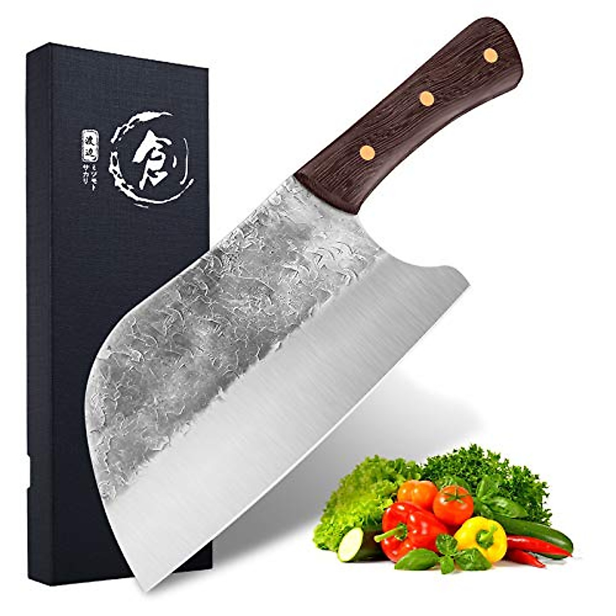 Meat and Vegetable Cleaver Knife High Carbon Steel Serbian Chef Knife Full Tang Sharp Kitchen Butcher Knife