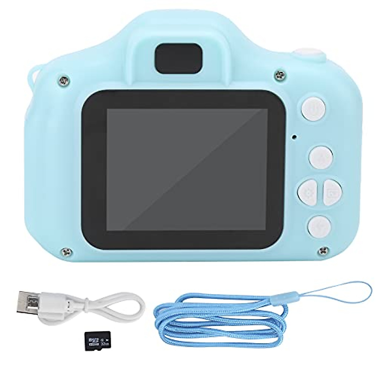DERCLIVE X2 Multifunctional Childrens Digital Camera Photo Video with Memory Card Mini GiftBlue 32GB