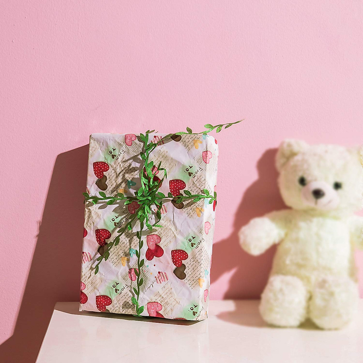 Naidiler 265 Ft Leaf Ribbon, Artificial Vines Leaves String Trim Ribbon Wild Jungle Botanical Greenery for Baby Shower Party Wedding Home Wreaths & DIY Craft