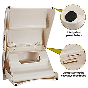 Dog Stairs to Bed Pet Stairs Dog Steps for Small Dogs Washable Carpet Pet Stairs for High Bed Foldable Plastic Pet Steps