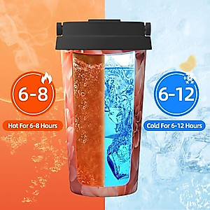 WANGXUEE Triangle Flower Print 500ml Stainless Steel Travel Tumbler Double Wall Vacuum Insulated Coffee Mug