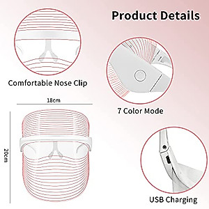 Yofuly 7 Colors L E D Facial Face Mâsk, Portable & Light Face M-Ask Skin Care Device for Home Use