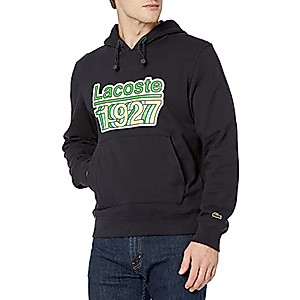 Lacoste Men's Long Sleeve 1927 Graphic Hooded Sweatshirt, Abysm, S