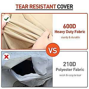 Arcedo BBQ Grill Cover, Heavy Duty 55 Inch Waterproof Gas Grill Cover for Weber Charbroil Nexgrill Brinkmann Grills and More, UV Resistant Outdoor 3-4 Burner Barbecue Cover with Air Vents, Beige&Brown