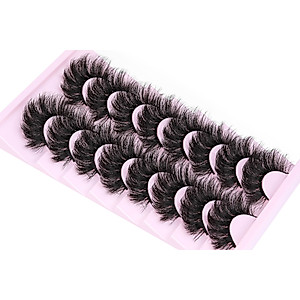 False Eyelashes Thick 20MM Lashes Mink Fluffy Volume 3D Fake Eyelashes Dramatic Full Long Faux Mink Eye Lashes Pack 8 Pairs Big Curly False Lash ALICROWN