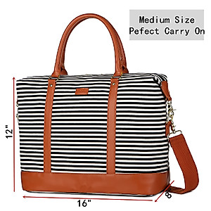 BAOSHA HB-28 Ladies Women Canvas Travel Weekender Bag Overnight Carry-on Duffel Tote Bag (Black)
