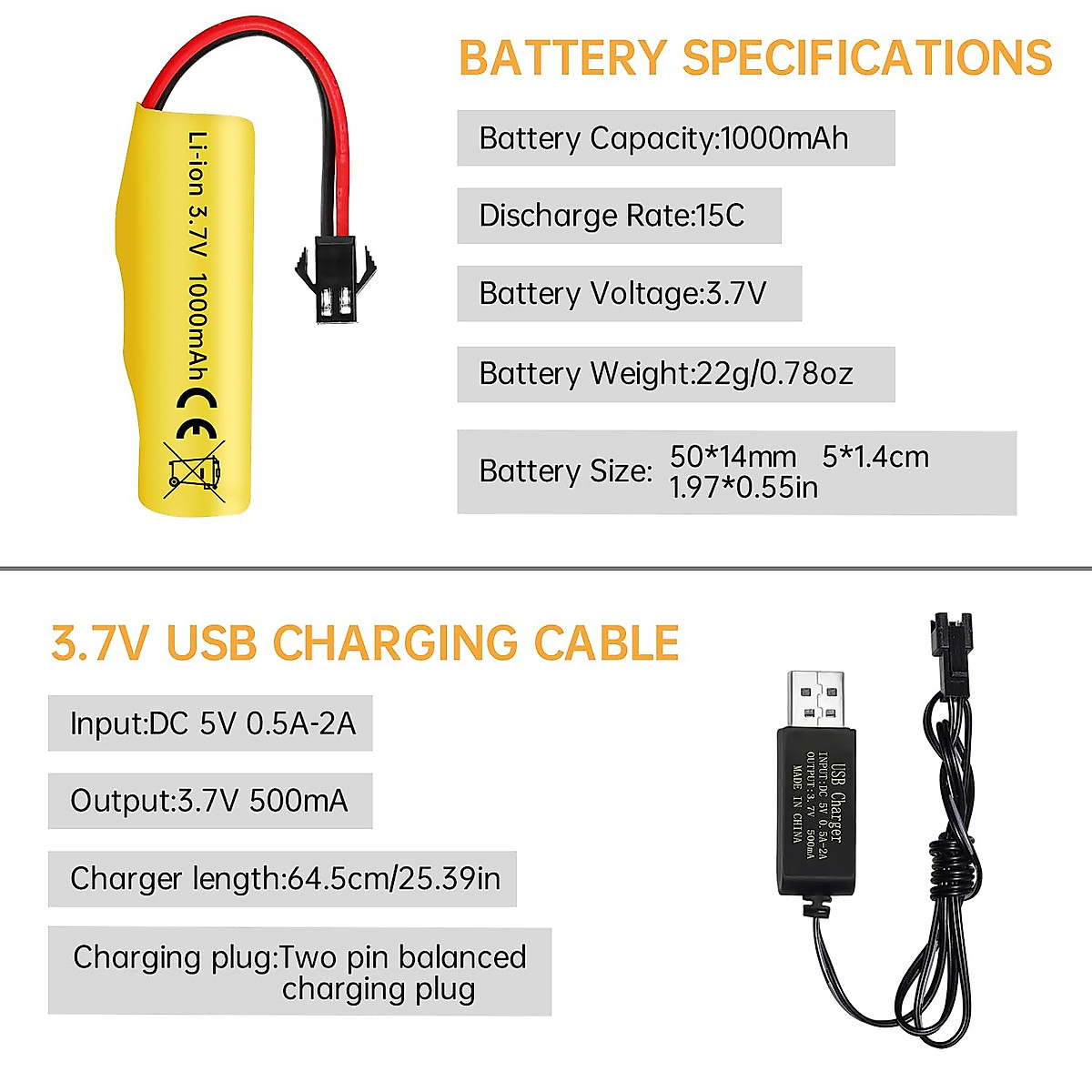 sea jump 3PCS 3.7V 1000mAh Li-ion Battery with USB Charging Cable for TB202 TB201 TM201 TM202 TC141 DE35 DE38 DE40 DE50 DE84 S767 SL-356A 1220A RC Stunt Car RC Toy Car RC Rolling Car Battery
