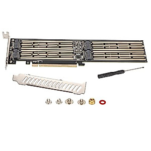 Adapter Card, Solid Structure NVME Expansion Card Stable Performance PCI‑E X16 4 for M.2 PCI‑E Device for SSD