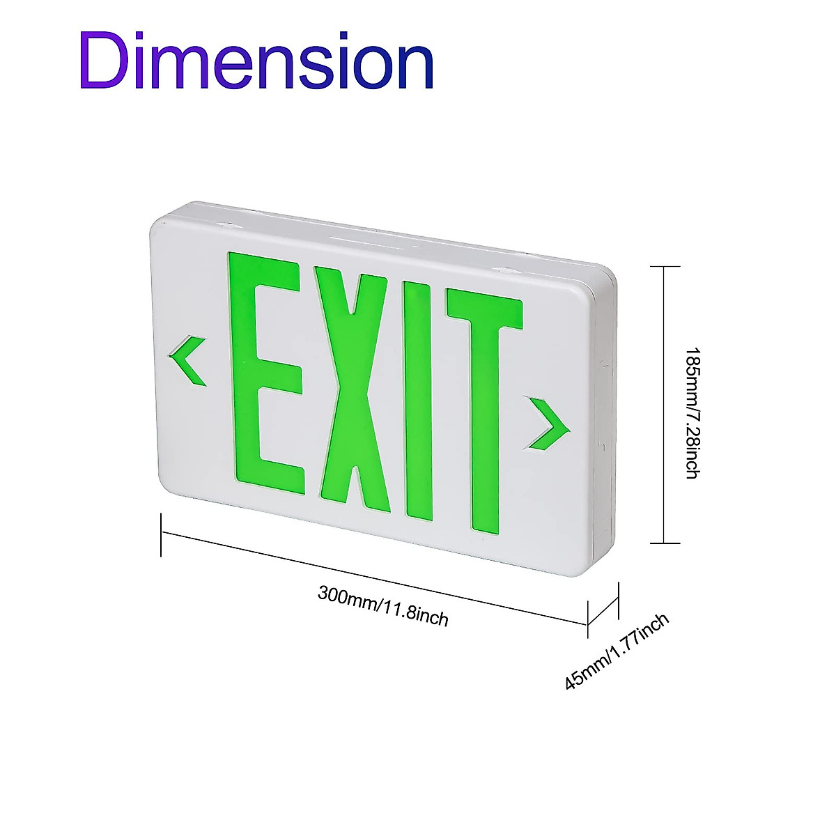 CM MZY Exit Sign with Emergency Lights LED Exit Sign Light with Battery Backup,Green Letter Commercial Emergency Exit Sign Lights,AC 120-277V, UL Certified,1PCS