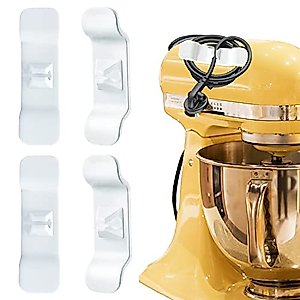 Cord Organizer for Kitchen Appliances, 4 Pack Cord Winder Stick on, Rubber Cord Wrapper Holder Compatible with Home Appliances, Stand Mixer, Air Fryer, Toaster, Blender, Coffee Maker (White)