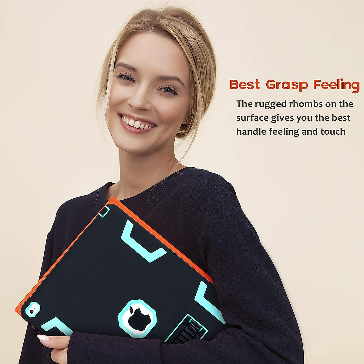 iPad Pro 12.9" Case,AICase Heavy Duty Hybrid Shockproof Hard Case Cover Rubber Stand for 2017(A1670/A1671) Apple iPad Pro 12.9 inch (Black/Mint Blue)