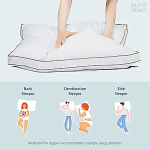 Goose Feathers and Down Pillow for Sleeping Gusseted Bed Hotel Collection Pillows, King, Set of 2