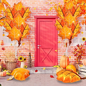 YUJUN 11PCS Fall Thanksgiving Balloons, Maple Leaves Shaped Mylar Foil Balloons for Thanksgiving Autumn Home Theme Decoration Party Supplies（2 Styles)