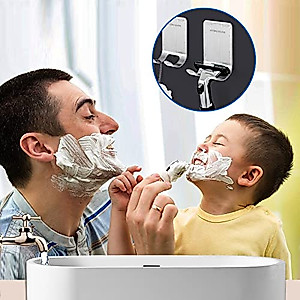 mydhadwre Razor Holder for Shower,Adhesive Shaver Hooks for Wall,Stainless Steel Towel Hooks for Bathroom, Waterproof Hangers for Robe Loofah Coat Keys Bag Plug