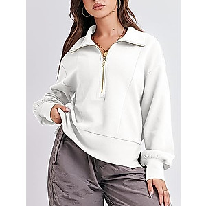 ANRABESS Women Sweatshirt Oversized Half Zip Hoodies Long Sleeve Cropped Fleece Comfy Quarter Zip Pullover Shirt Casual Ribbed Knit Sweater 2023 Fall Outfits Preppy Clothes Fashion Trendy 1050baise-S