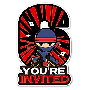 20 Ninja 6th Birthday Party Invitations with Envelopes Double Sided Ninja Shaped Fill-in Invitations Invites for 6 Year Old
