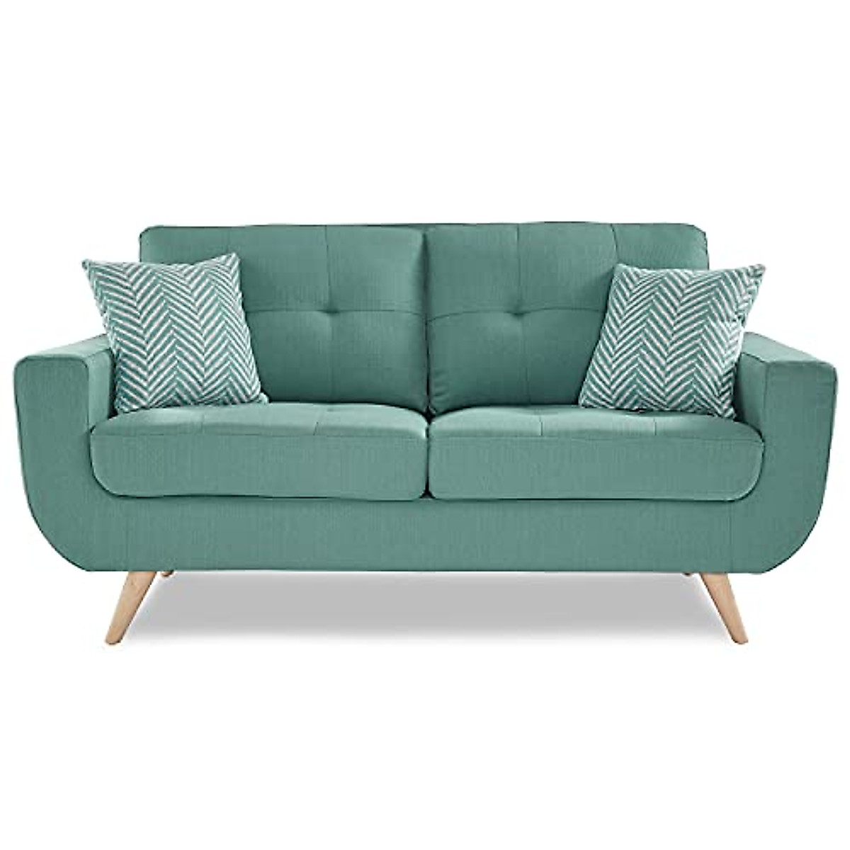 Lexicon Mckinley Tufted Fabric Loveseat with 2 Pillows, 67.5" W, Teal