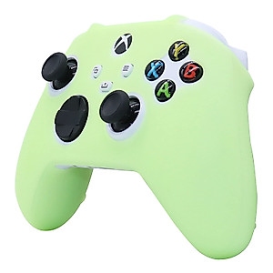 RALAN Controller Cover Silicone, Silicone Controller Cover Skin Protector in Dark Compatible for Xbox Series Controller (Black Pro Thumb Grip x 8,Cat + Skull Cap Cover Grip x 2) (Green)