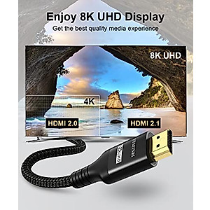 Etseinri 10K 8K 4K HDMI Cable 6.6ft, Certified 48Gbps Ultra High Speed HDMI® Cable 4K@120Hz 8K@60Hz eARC HDCP 2.2&2.3 Dynamic HDR D.olby Atmos Compatible with PS5 X-Box HDTV Monitor