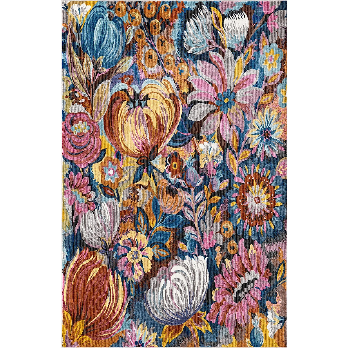 Unique Loom Blossom Collection Area Rug - Negril (4' x 6' Rectangle, Multi/ Black)