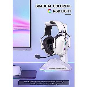 Gvyugke Captain 500 Wireless Gaming Headset, 2.4GHz USB Wireless Headset with Microphone for PS4/PS5/PC/Switch, Bluetooth 5.2 Gaming Headphones with 40H Battery, RGB Light, Ergonomic Design（White）