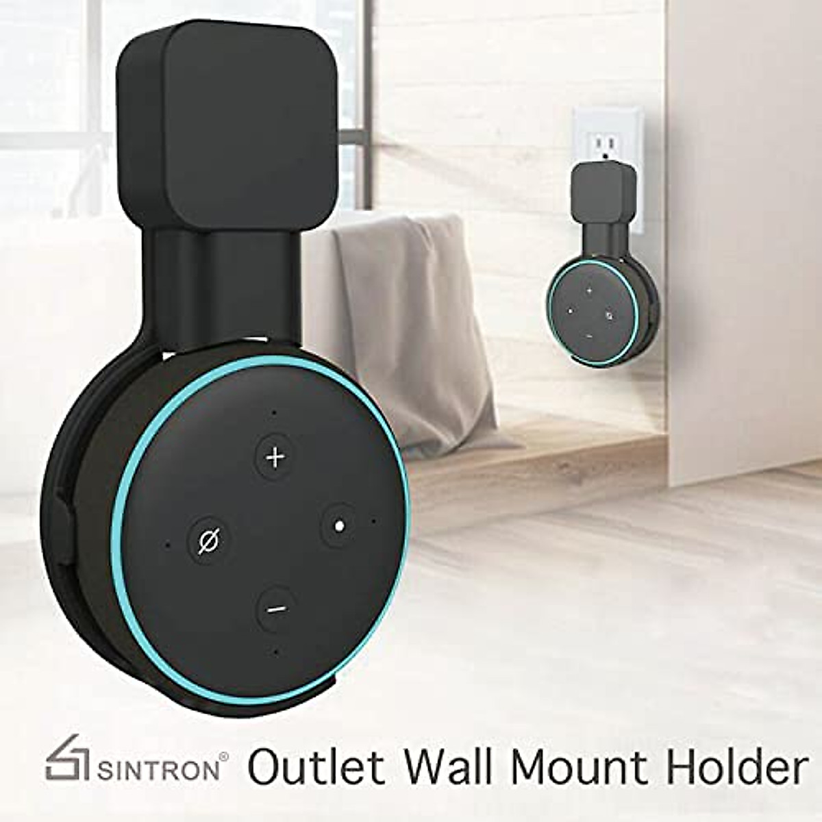 Sintron 2X Wall Mount Holder Black for ᴅᴏᴛ 3, Smart Home Outlet Wall Mount Stand for ᴅᴏᴛ 3rd Generation Speaker Holder, Space Saving Accessories Without Messy Wires (Black)