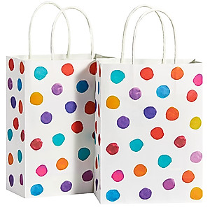 SUNCOLOR 24 Pack 9" Small Party Favor Bags Goodie Bags for Birthday Party Gift Bags With Handle(Polka Dot)