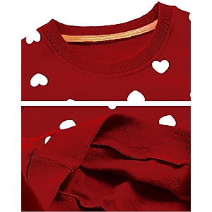 DDSOL Girls Red Sweatshirts Heart Casual Pullover Sweater Cotton Crewneck Ruffle Long Sleeve Holiday Clothes Kids Girl Fall Winter Shirts Tops White Heart 7T