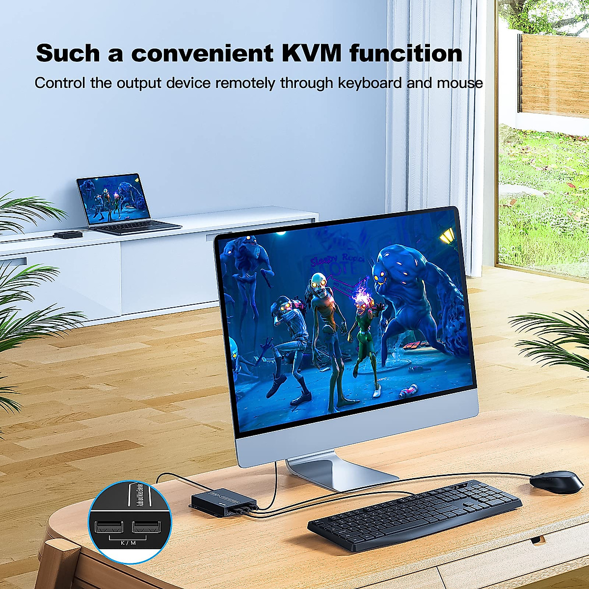 JCHICI HDMI KVM Extender Up to 150m-250m(500fts- 820fts), HDMI Extender Over Cat5e/6 with Loop Out Function, HD 1080P@60HZ, USB Keyboard Mose Support and IR Control