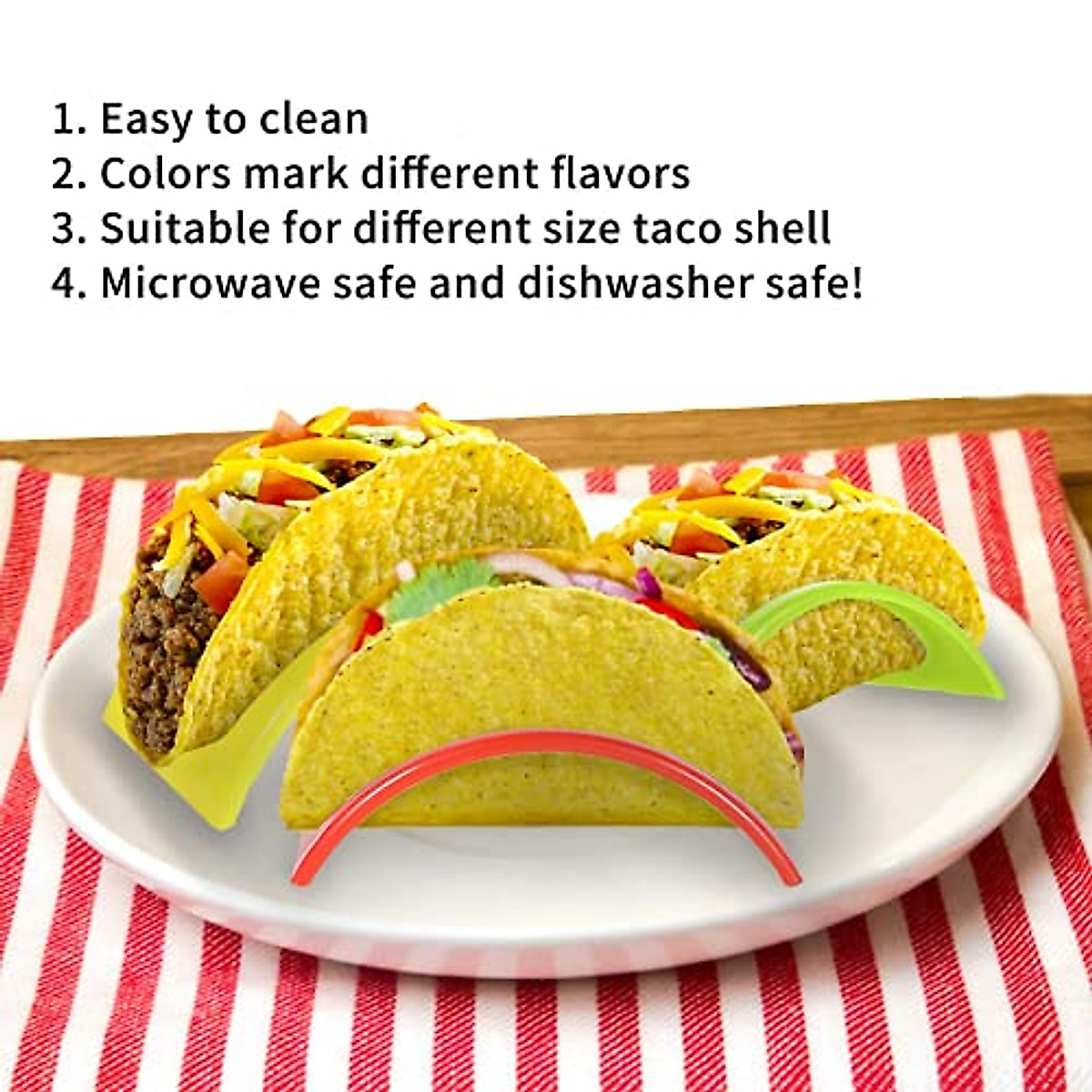Ximimark 12 pcs Colorful Taco Holder Stand For Soft & Hard Shell Taco Microwave Safe