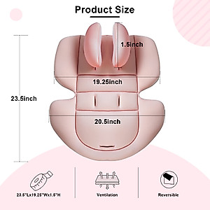 Innokids Baby Stroller Seat Liners 2-in-1 Reversible Cushion Insert with Adjustable Pillow Fit Travel in Summer or Winter (Pink)