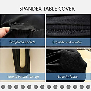 HAORUI Fitted Spandex Tablecloth, Tight Rectangle Wrinkle Resistant Table Clothes, Washable Stretch Rectangular Patio Table Cover for Banquets, Weddings, Parties, Kitchen (6 ft, Black)