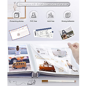 Popotop Photo Album Self Adhesive Scrapbook Album for 4x6 5x7 8x10 Pictures DIY Photo Book,Birthday Gifts for Women Mom,Wedding Baby Family Travel