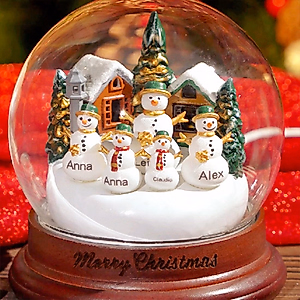 Personalized Light Up Snowman Crystal Ball Christmas Snow Globe Ornament with LED Light,Custom Family Name Glass Ball Christmas Night Light for Home Decor Desk Lamp Xmas Gifts (Snowman Crystal Ball)