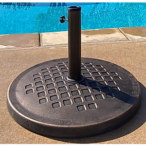 DC America UBP24241-BR 24-Inch Cast Stone Umbrella Base, Made from Rust Free Composite Materials, Bronze Powder Coated Finish