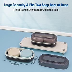 AIMAIAIMAI Shampoo Bar Holder, Travel Soap Container, Large Soap Box, Soap Dish with Draining Layer, Soap Case for Bathroom, Traveling, Gym, Camping (Black, 1 Pack)