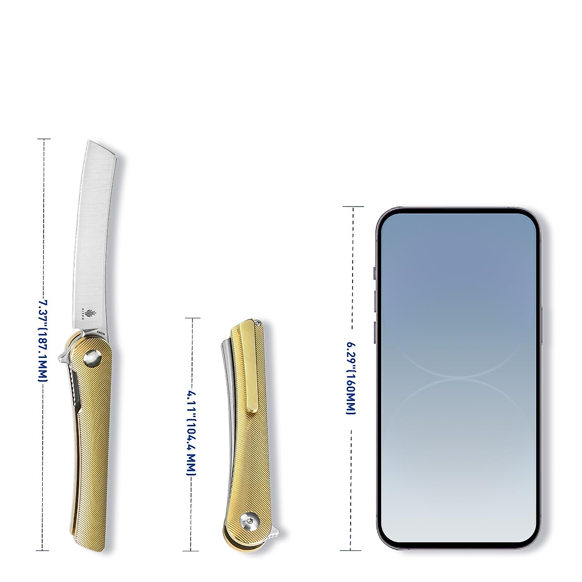 Kizer Mercury Gold Pocket Knife, 3.26 In S35VN Steel Blade Folding Knife with Clip, Titanium Handle Gentlemen Knife, Foldable EDC Knife for Survival Hunting Camping Hiking Outdoor Gift Ki3645A1