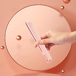 Mini Dual-Purpose Curling Iron, Mini Flat Iron, 2 in 1 Mini Flat Iron Curling Iron Travel Hair Straightener, Portable USB Rechargeable Cordless Curling Iron, for Short and Long Hair (Pink)