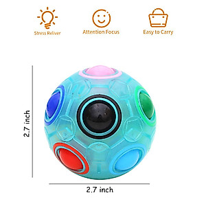 Moruska Rainbow Puzzle Ball Cube Magic Rainbow Ball Puzzle Color Shift Puzzle Ball Fidget Toy Stress Reliever Brain Teaser for Kids and Adults Set of 2