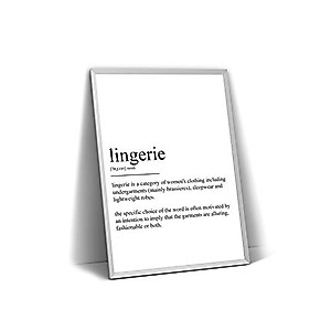 Lingerie Definition Print - Bedroom Decor Poster Wall Art Quote Typography Home - Frame Not Included