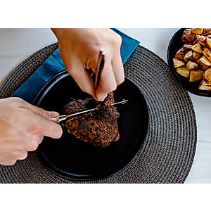 DURA LIVING Premium 4-Piece Steak Knife Set – Sharp Serrated Blades, Forged High Carbon Stainless Steel, Full Tang, Ergonomic Handle, Royal Blue – Ideal for Dining & Entertaining