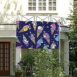 Cute Ice Cream Cones Look Like Animals Flags Decorative Funny Banners for Outside House Dorm Room Parties