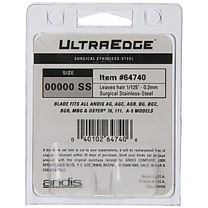 Andis – 64740, Ultra Edge Detachable Clipper Blade – Infused with Carbon Steel, Extends Edge Life, Deep Cutting of Bulky Hairs with Closed Cutting Technique – 25-Inch Cut Length, Chrome