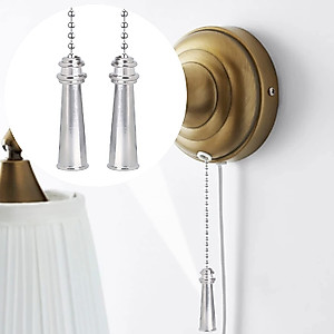 Dotlite Metal Ceiling Fan Pull Chain Set, Decorative Fan Pull Chain Pendant Extension, 12 Inches Lighting & Fan Beaded Ball Fan Pull Chain Extender Ornament with Connector, 2 Pack (Silver)