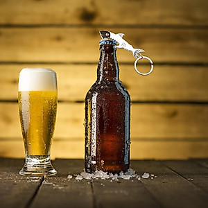 TOPASION Creative Metal Corkscrew Shark Beer Bottle Opener Keychain Pendant