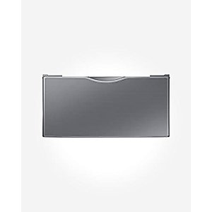 SAMSUNG 27-Inch Washer Dryer Pedestal Stand w/ Pull Out Laundry Storage Drawer, Stainless Steel, WE402NP/A3, Platinum